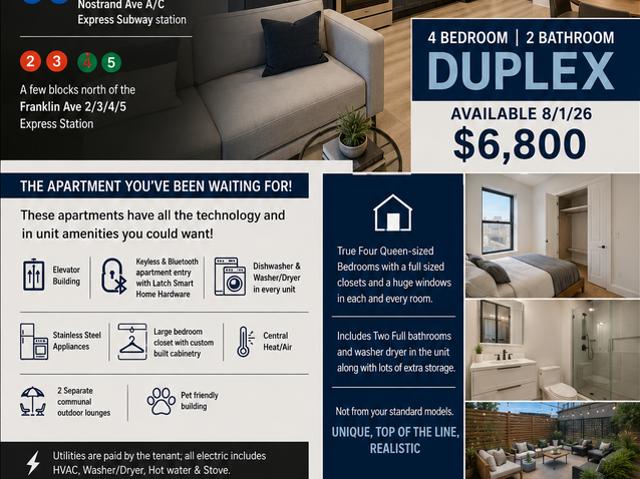 4 Bedroom Apartment for Rent at 700 Prospect Place #1, New York, NY 11216 Crown Heights