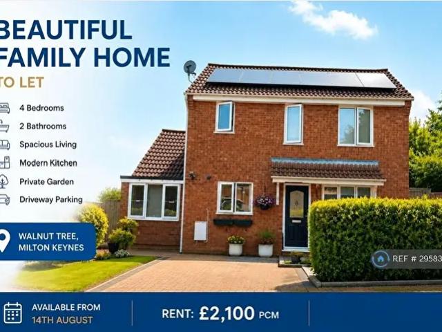4 Bedroom Detached House To Rent In Rosebay Close, Milton Keynes, MK7
