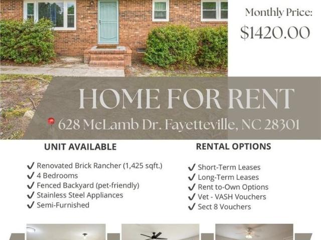 4 Bedroom Home for Rent at 628 Mclamb Dr, Fayetteville, NC 28301 E. E. Smith
