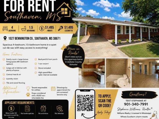4 Br, 2 bath, Single Family 1527 Bennington