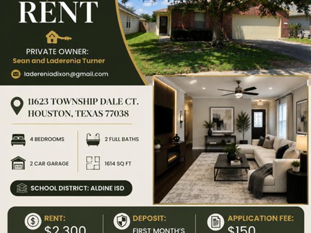 4 BR, 2 BA Apartment 11623 Township Dale Court, Houston, TX 77038