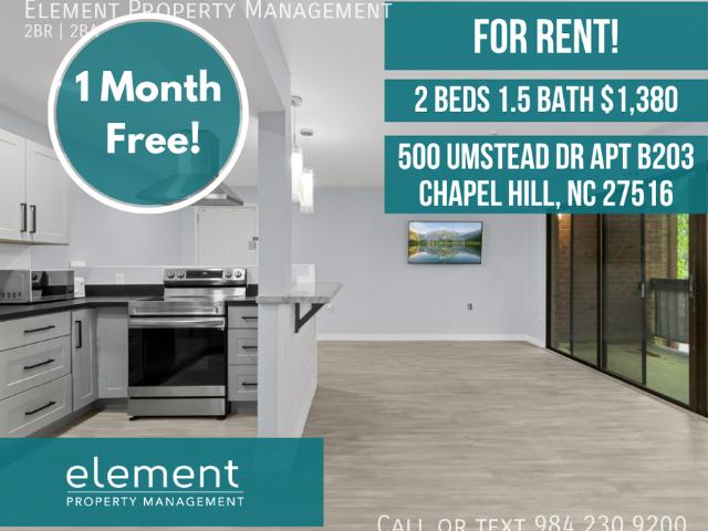 500 Umstead Drive Apartment B203, 2 beds, 1 full and 1 half bath