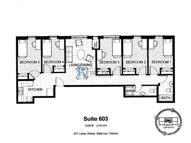 5 BR, 2 BA Apartment 603 251 Lester St, Waterloo, ON N2L 3W6