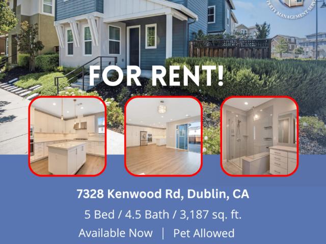 5 BR, 4.5 BA Apartment 7328 Kenwood Road, Dublin, CA 94568