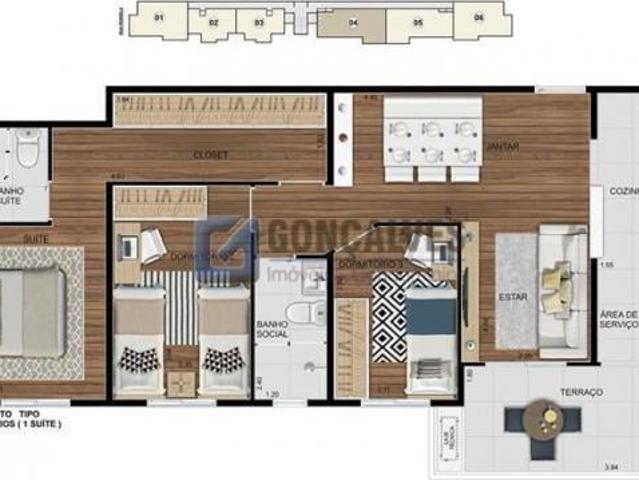 6023, Apartamento, à venda, à venda, 819.720,00,Fundação, São Caetano do Sul,3 quartos