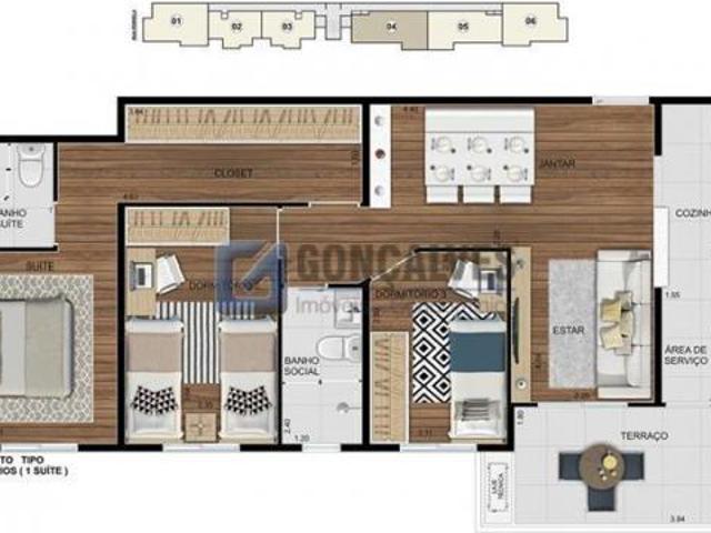6066, Apartamento, à venda, à venda, 875.430,00,Fundação, São Caetano do Sul,3 quartos