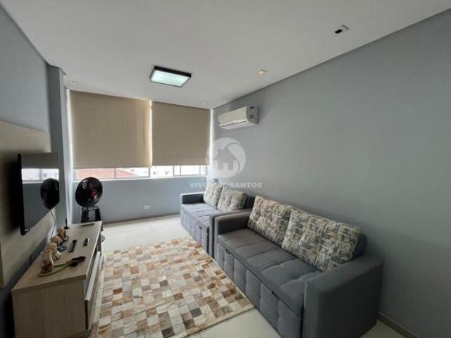 01 Dormitório à Venda no Gonzaga – 50m² Reformado, Próximo à Praia mobiliado Frente