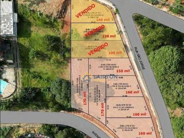 10 Lotes com ótima localização e em ruas asfaltadas, são lotes a partir de 230 m², perfeito para vo