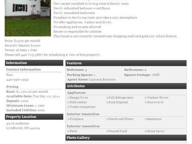 $1100 Colonial Home for Rent Lyndhurst map