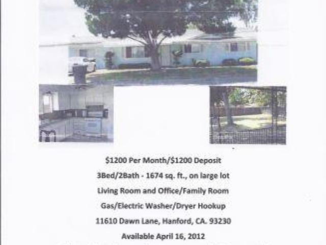 $1200 / 3br 1674ft² HOUSE FOR RENT Hanford