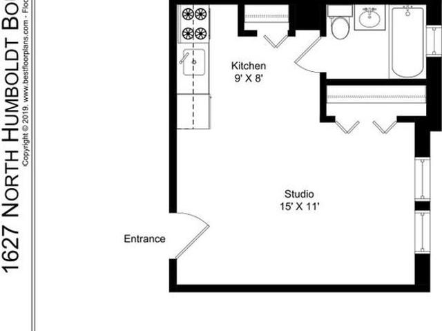 1627 Humboldt Studio Apartment for Rent at 1627 N Humboldt Blvd, Chicago, IL 60647 West Town