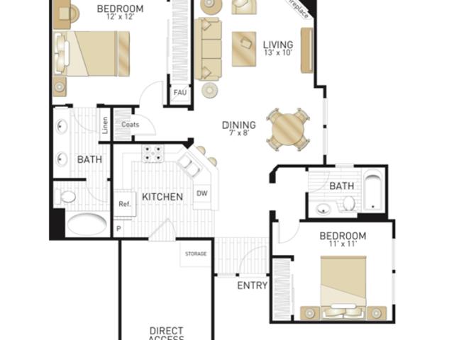 1 bed/1 bath in a 2 bed apartment