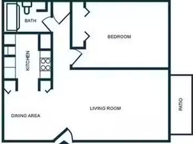 1 Bed 1 Bath 1B