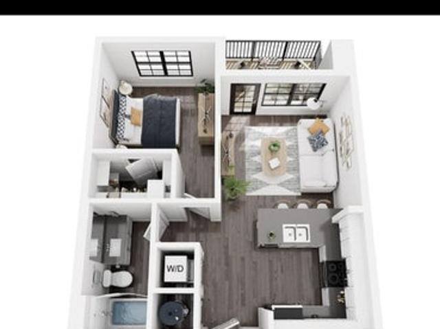1 Bed, 1 Bath single apartment at the Sawmill Apts