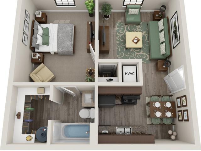 1 bedroom, 1 bath 1st Floor