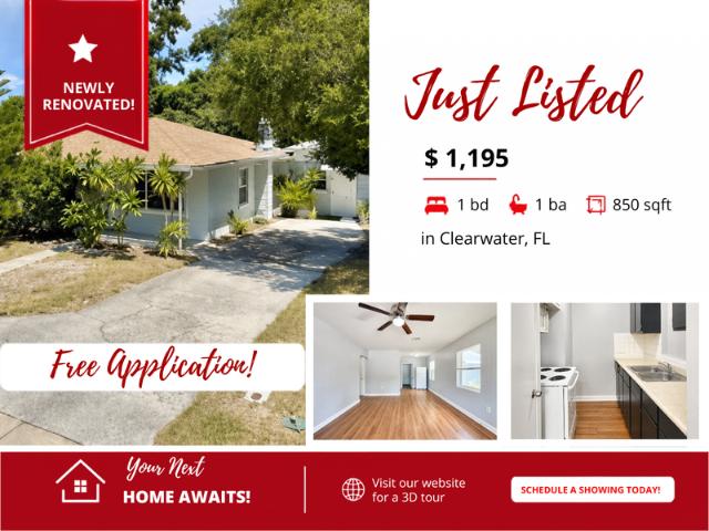 1 Bedroom Apartment for Rent at 1438 San Juan Ct, Clearwater, FL 33756