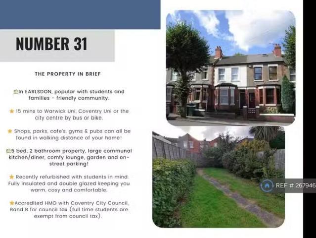1 bedroom house share for rent in Queensland Avenue, Coventry.