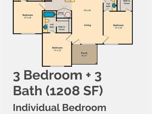 1 Bedroom & Private bath in 3 bed
