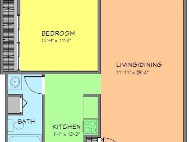 1 Br, 1 bath, Apartment 7000/7002 Helen Street