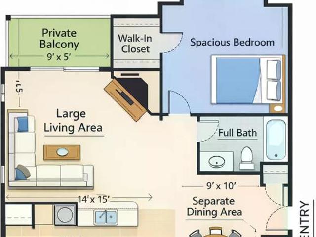 1 Br, 1 bath, Condo 721 Caledon Ct