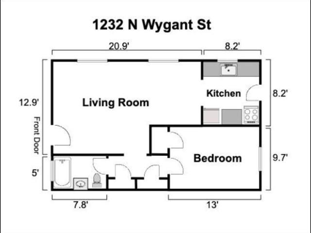 1 Br, 1 bath, Other 1232 1238 North Wygant Street
