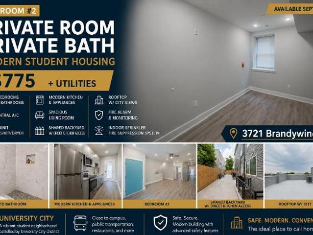 1 Br, 1 bath, Single Family 3721 Brandywine Street