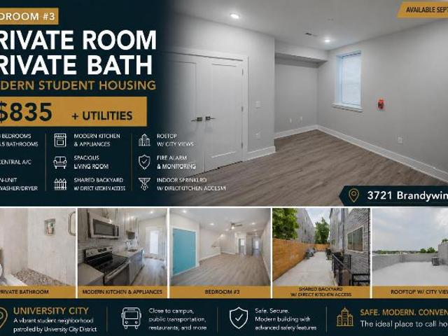 1 Br, 1 bath, Single Family 3721 Brandywine Street