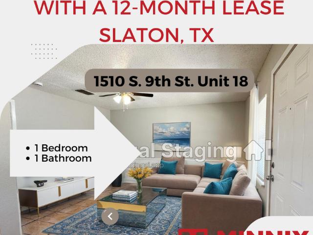 1 BR, 1 BA Apartment 1510 S. 9th St Slaton, TX 79364