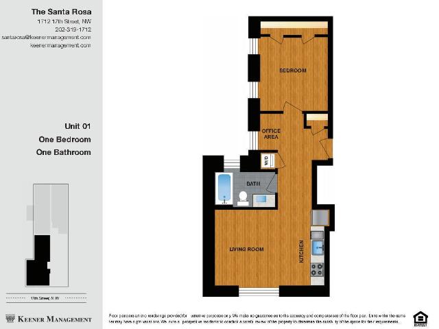 1 BR, 1 BA Apartment 1712 17th Street Northwest Unit 01, Washington, DC 20009