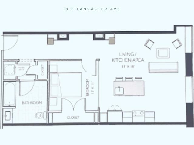 1 BR, 1 BA Apartment 18 East Lancaster Avenue Unit 202, Wynnewood, PA 19096