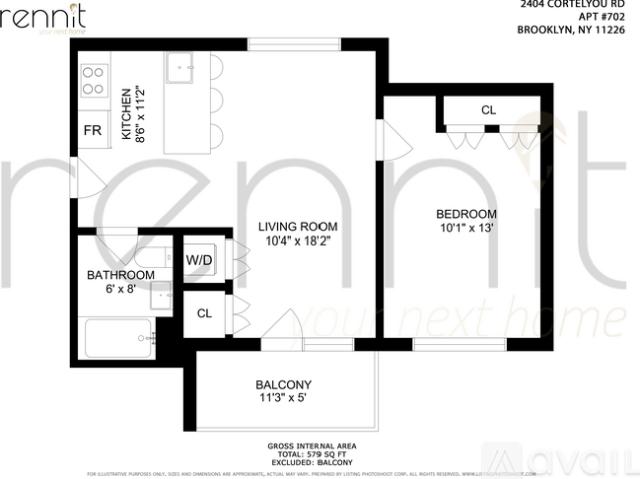 1 BR, 1 BA Apartment 2404 Cortelyou Rd, Unit 702, Kings County, NY 11226