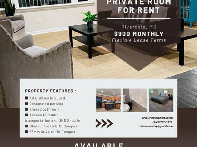 1 BR, 1 BA Apartment 5311 59th Ave, Unit Primary Co living Space Bedroom 2, East Riverdale, MD 20737