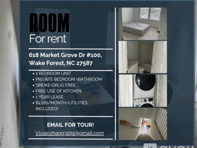 1 BR, 1 BA Apartment 618 Market Grove Drive, Unit 100, Wake Forest, NC 27587