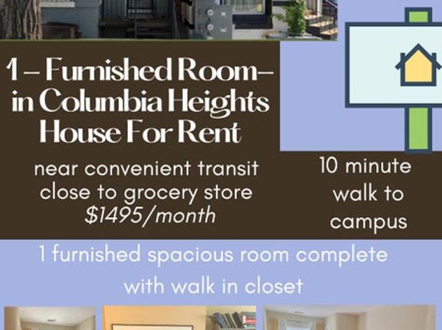 1 Furnished Bedroom for Rent in Washington DC_$mo