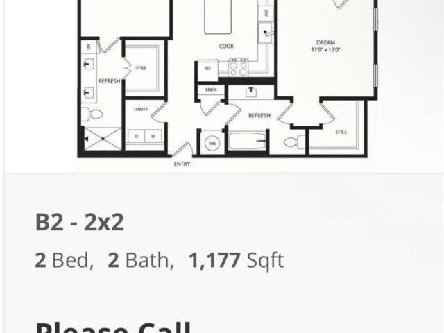 1BR/1BA in 2BR/2BA