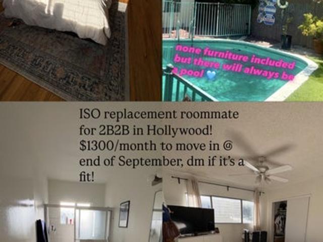 26F seeking roommate for Hollywood 2Bed2Bath