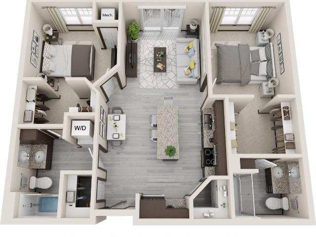 2 Bdrm/2 Bath Apartment w/Balcony