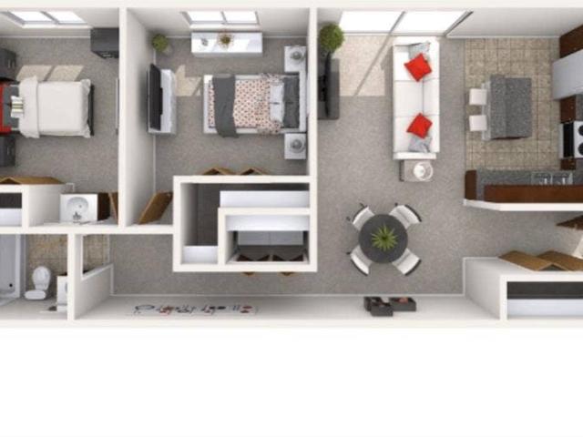 2 bed, 1 bath apartment for rent