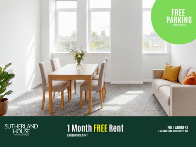 2 bedroom apartment for rent in Sutherland House Matlock Road, Coventry, West Midlands, CV1