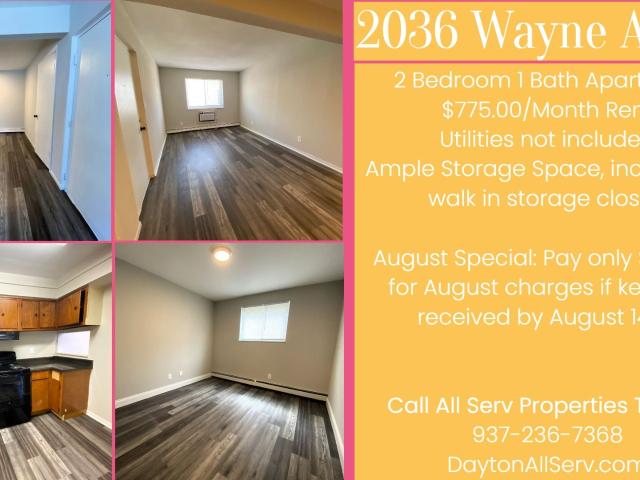 2 Bedroom Apartment Ready for Move In with August Special!