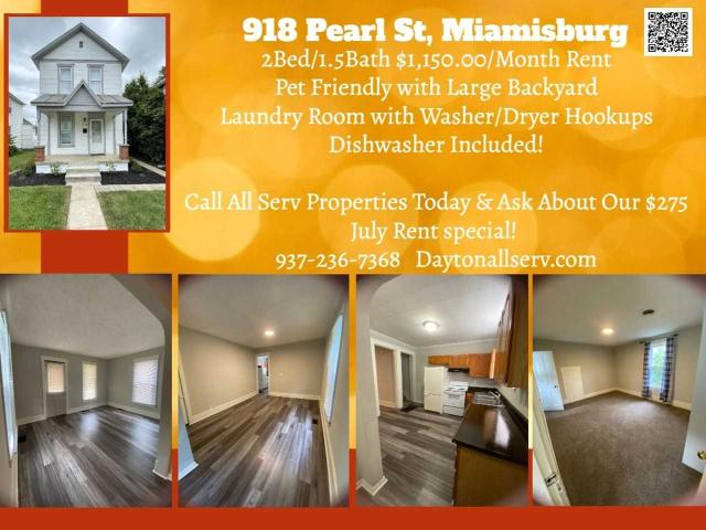 2 Bedroom Home for Rent at 918 E Pearl St, Miamisburg, OH 45342