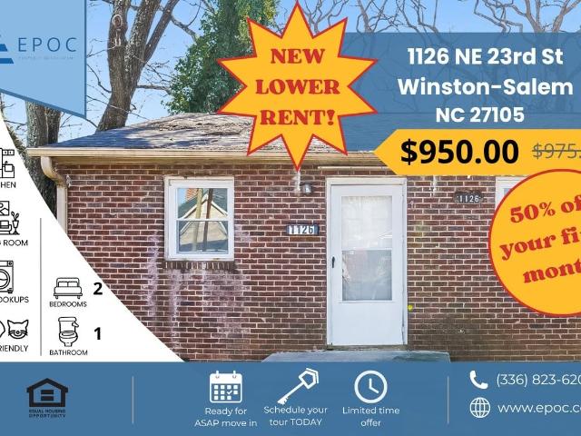 2 Bedroom Home for Rent at 1126 Ne 23rd St, Winston Salem, NC 27105 North East Winston
