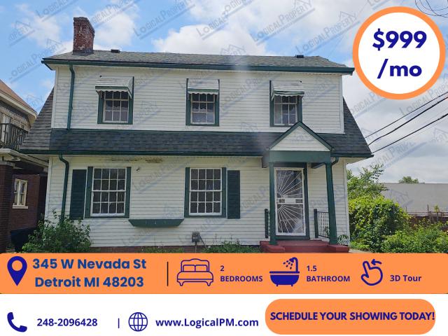 2 BR, 1.5 BA Apartment 345 W Nevada St, Detroit, MI 48203
