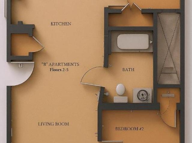 2 Br, 1 bath, Apartment 287 Elm Street