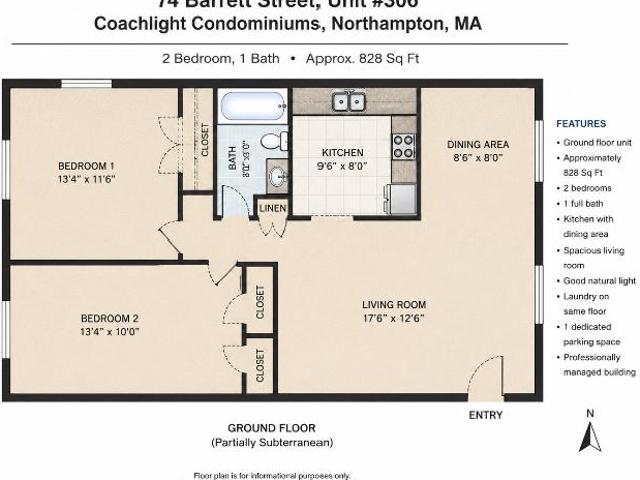 2 Br, 1 bath, Condo 72 Barrett St