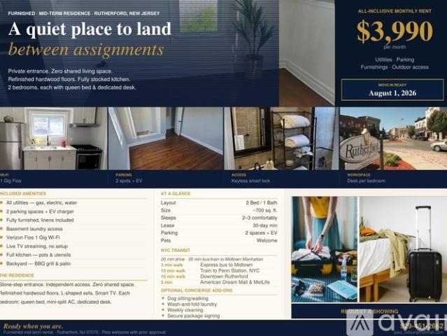 2 BR, 1 BA Apartment 17 Hackett Place, Unit 2, Rutherford, NJ 07070
