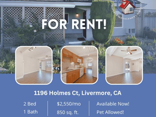 2 BR, 1 BA Apartment 1196 Holmes Ct, Livermore, CA 94550