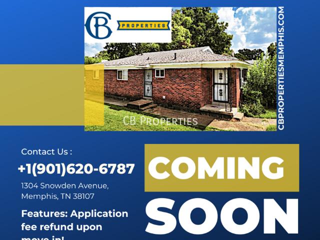 2 BR, 1 BA Apartment 1304 Snowden Ave Memphis, TN 38107