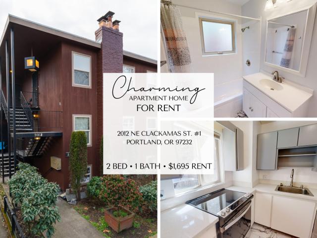 2 BR, 1 BA Apartment 2012 NE Clackamas St. Unit, Portland, OR 97232