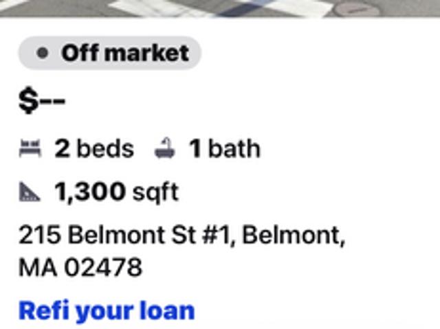 2 BR, 1 BA Apartment 215 Belmont Street, Unit # 3, Belmont, MA 02478